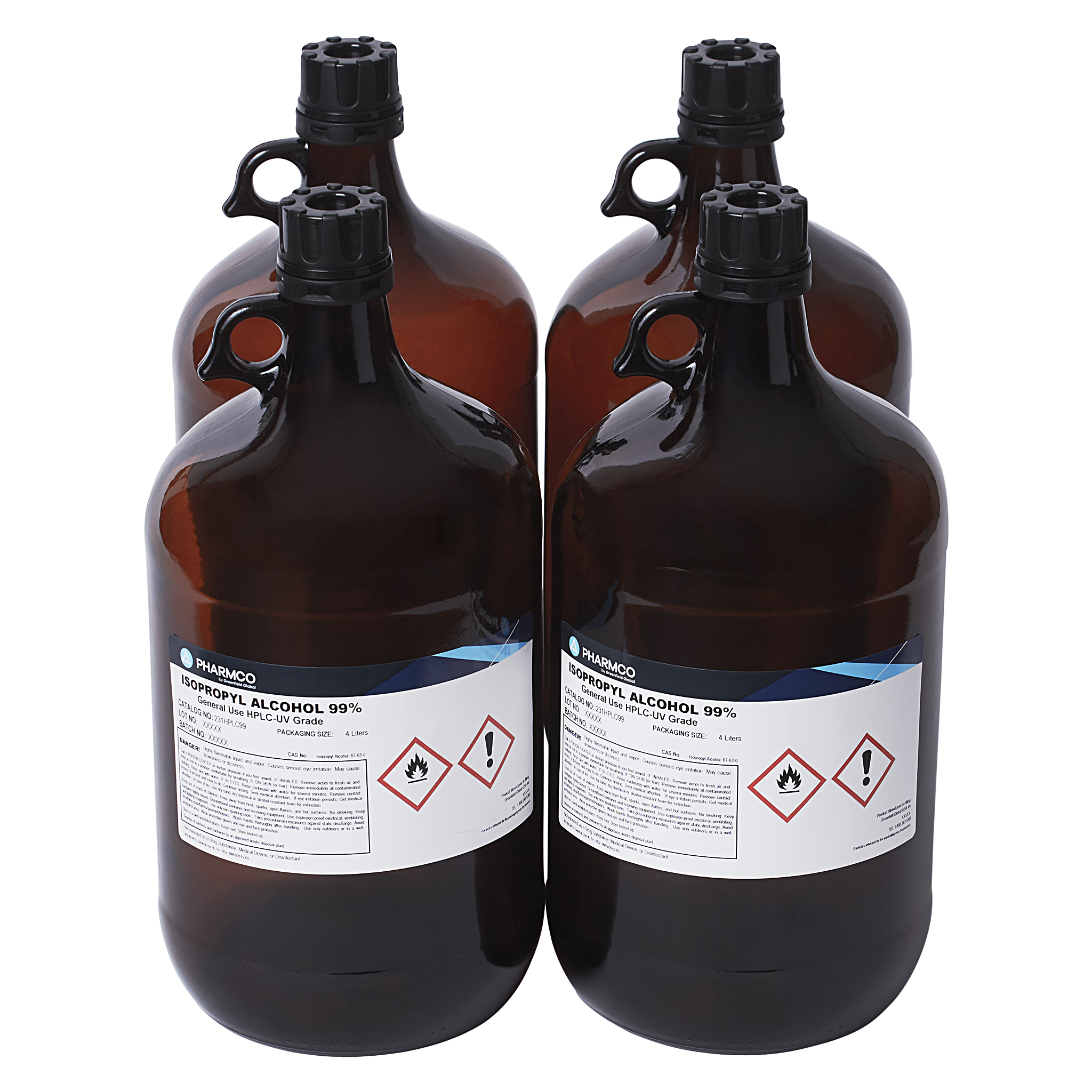 Alcohol Isopropyl HPLC 99% Amber Glass Cs/4X4L - Myriad Industries